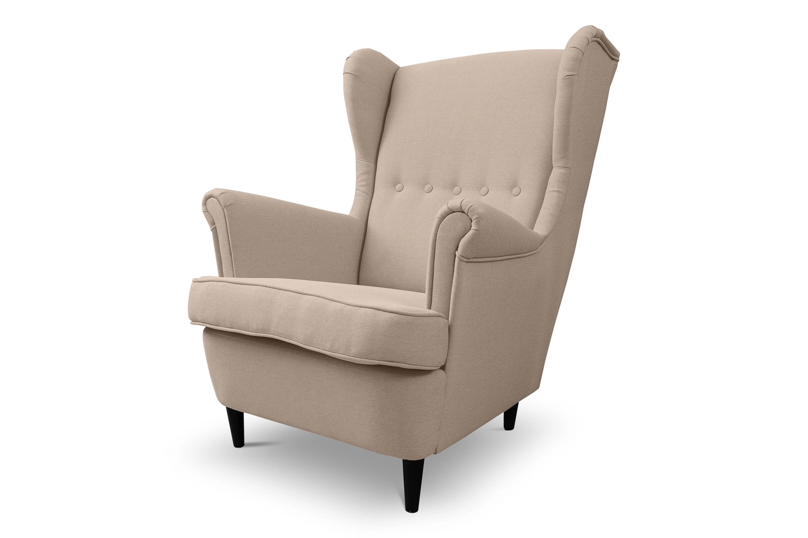 Fotel wypoczynkowy jednoosobowy Uszak beżowy w stylu skandynawskim do ...