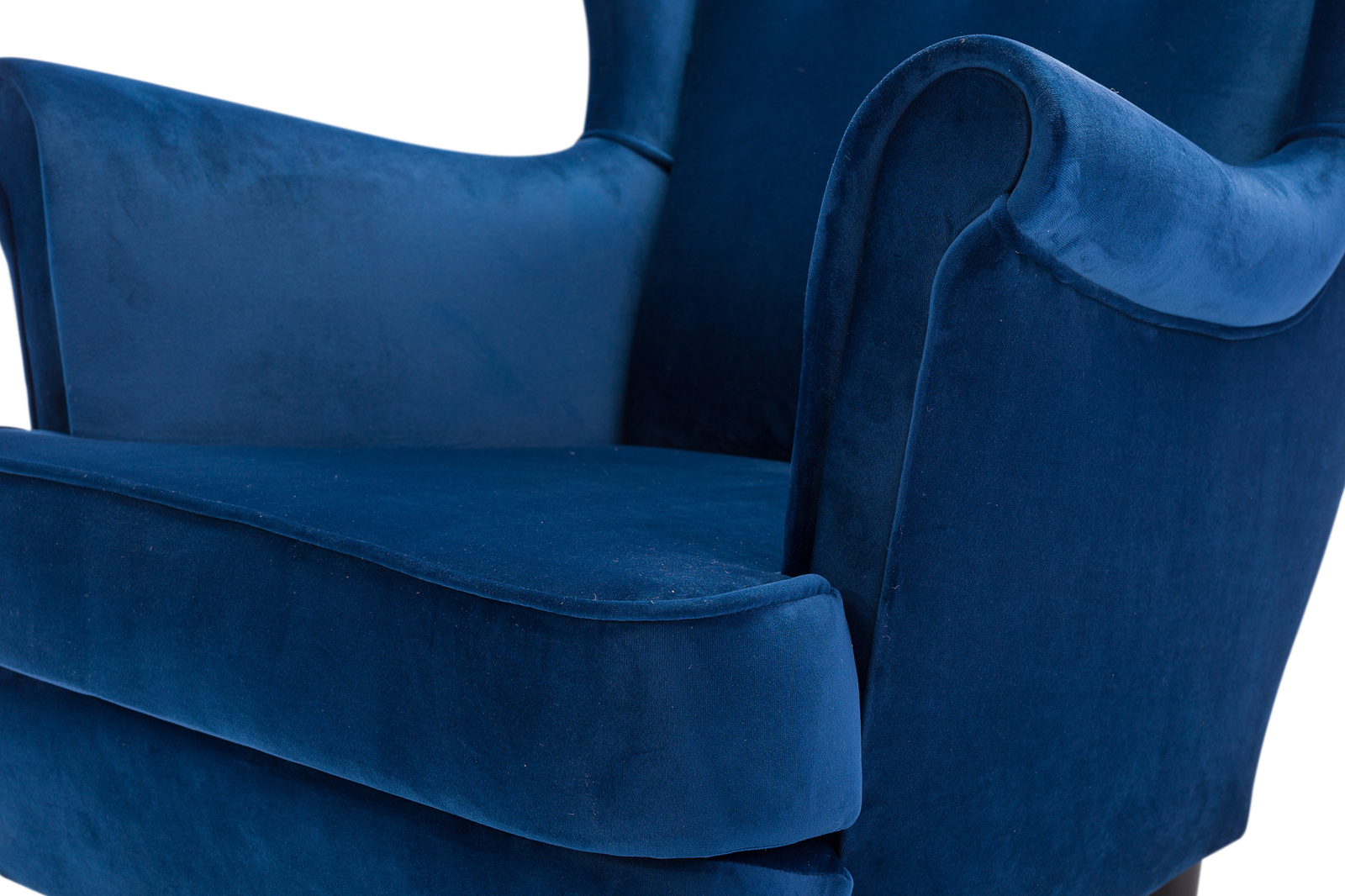 Fotel jednoosobowy wypoczynkowy Uszak granatowy w stylu skandynawskim ...