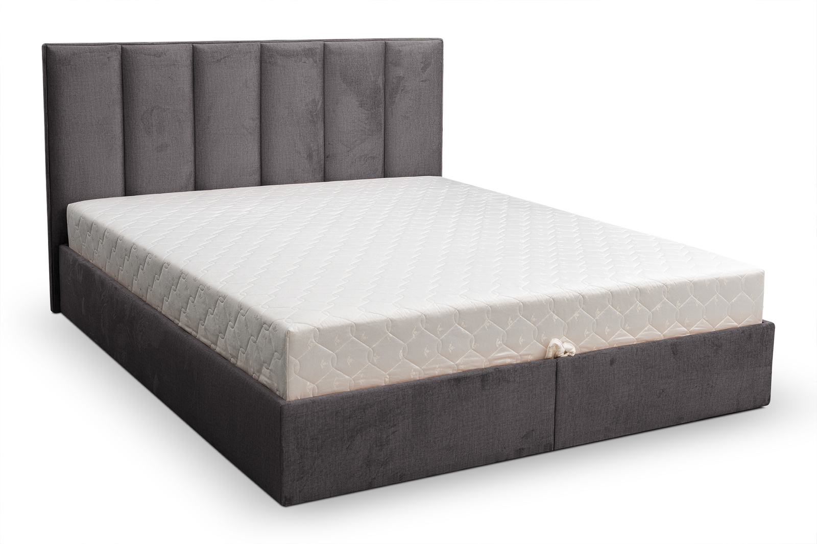 Łóżko tapicerowane z pojemnikiem na pościel materacem i stelażem ...